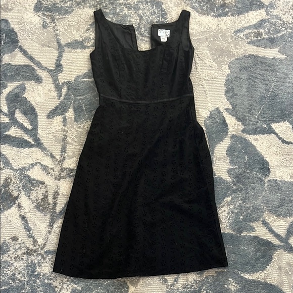 Tabitha | Dresses | Tabitha Black Sheath Midi Dress Square Neck Eyelit ...